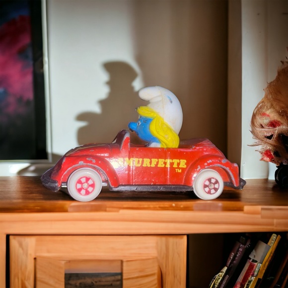 Toys | 1982 Ertl Smurfs Smurfette The Smuretta Toy Red Convertible Car ...